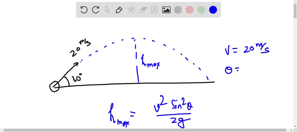 SOLVED: A particle is projected up into the air from a point with a speed of 20 m/s at an angle ...