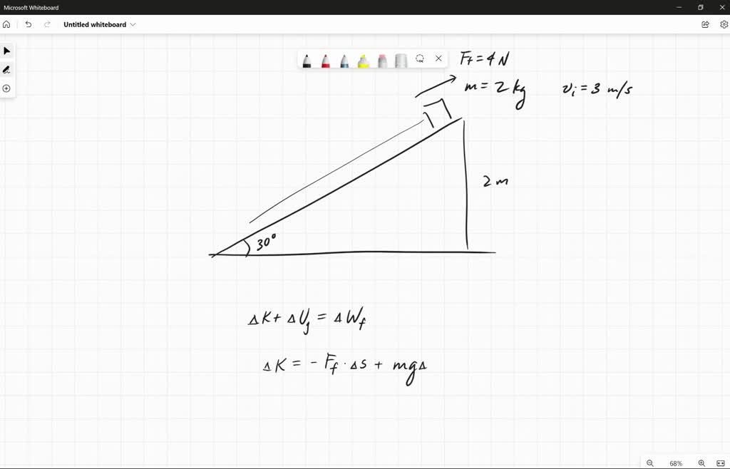 SOLVED: A 2.0 kg box slides down from a height of 2.0 m along a rough inclined plane tilted at ...