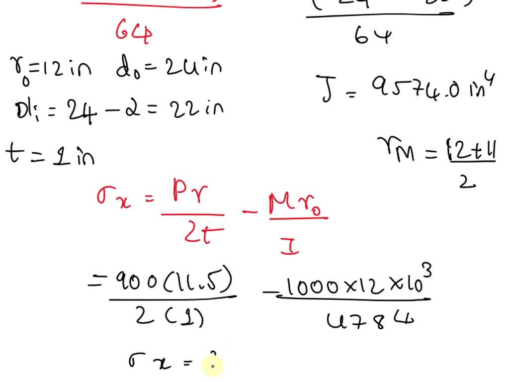 SOLVED: A cylindrical pressure vessel with flat ends is subjected to a ...