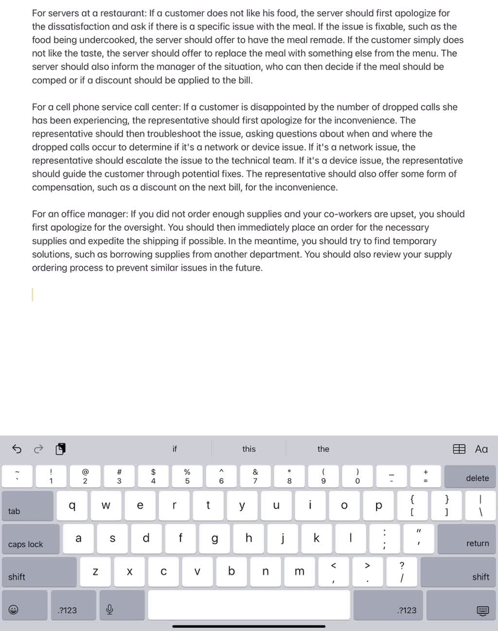 SOLVED: In a Microsoft Word document, create a service or customer ...