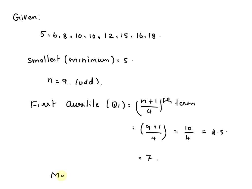 Solved Show The Five Number Summary For The Following Data 515181081216106 Smallest 5