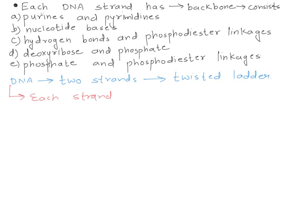 SOLVED:Each DNA strand has a backbone that consists of alternating (a ...