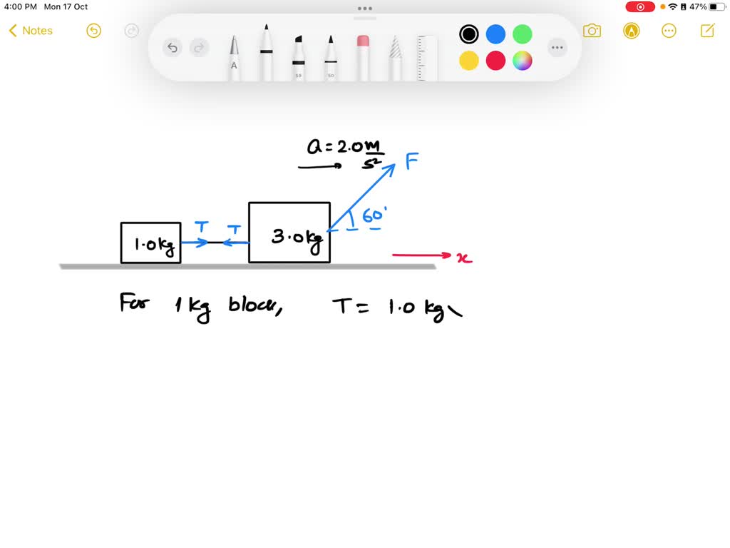 SOLVED: Two blocks connected by a string are pulled across frictionless surface by a force ...