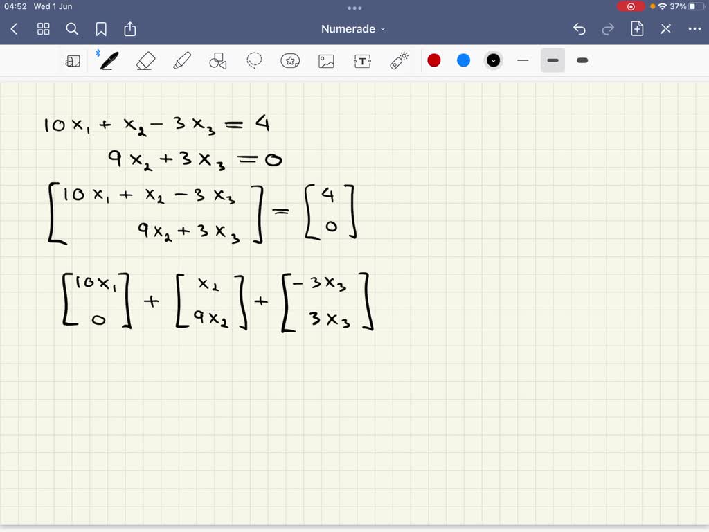 SOLVED: Write the system first as vector equation and then as matrix ...