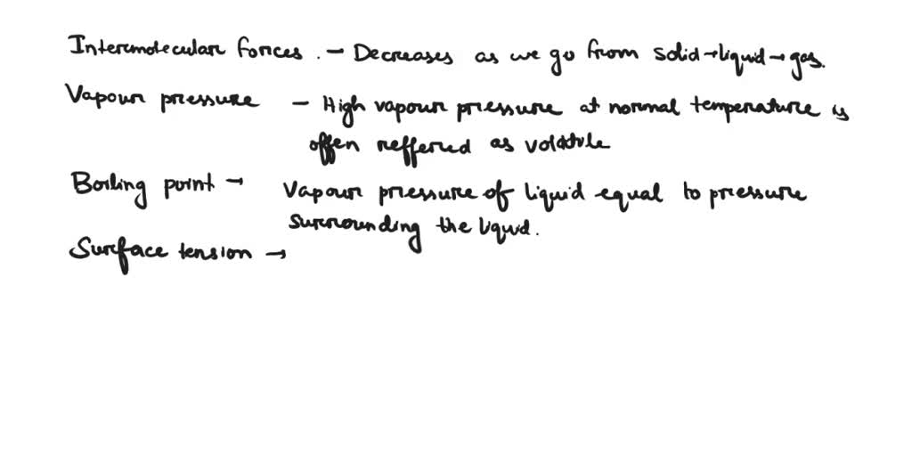 SOLVED: identify how the vapor pressure, boiling point, and surface ...