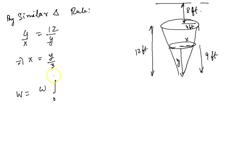 SOLVED: A conical tank, 12 ft high and 8 ft wide across the top, is ...