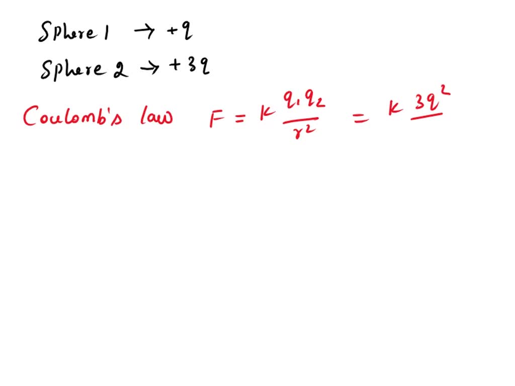 SOLVED: 1 Two uniformly charged spheres are attached to frictionless ...