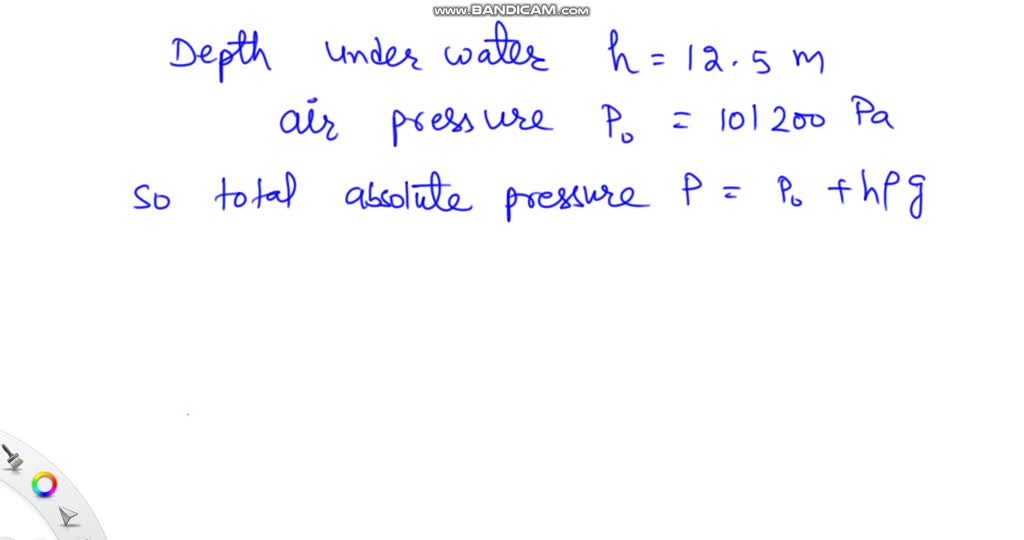 SOLVED: Calculate the total absolute pressure at a depth of 12.5 meters ...