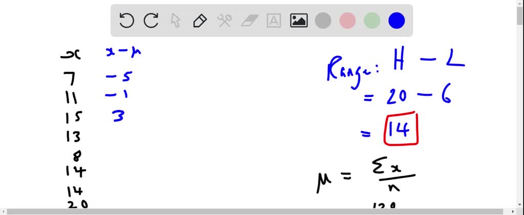 SOLVED: calculate the range, population variance, and population ...