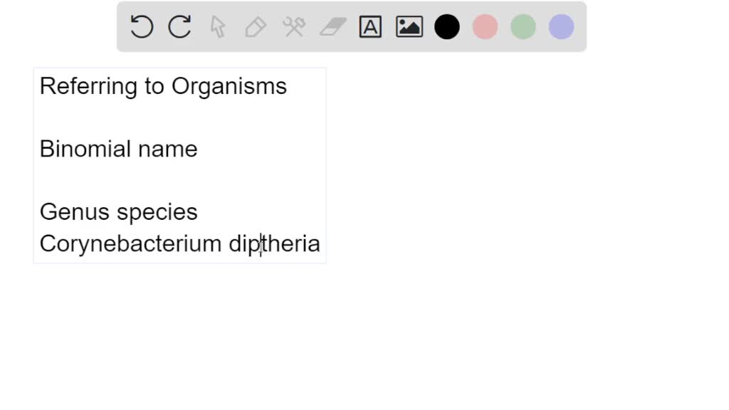 SOLVED: The specific epithet a bacterium is "diphtheria" and the genus ...