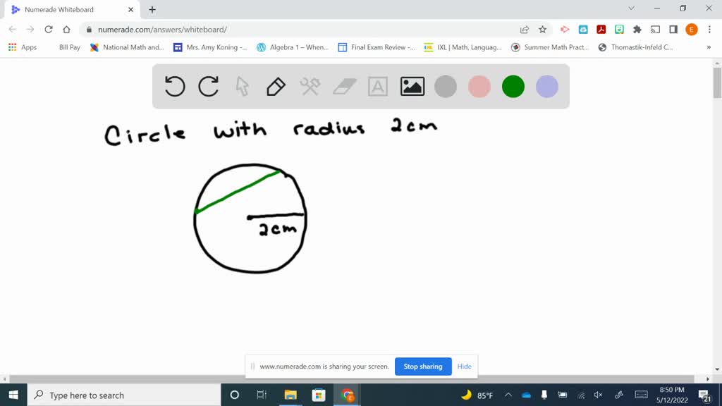 SOLVED: ii) Draw a circle with radius 2 cm on it mark and name.a) a ...