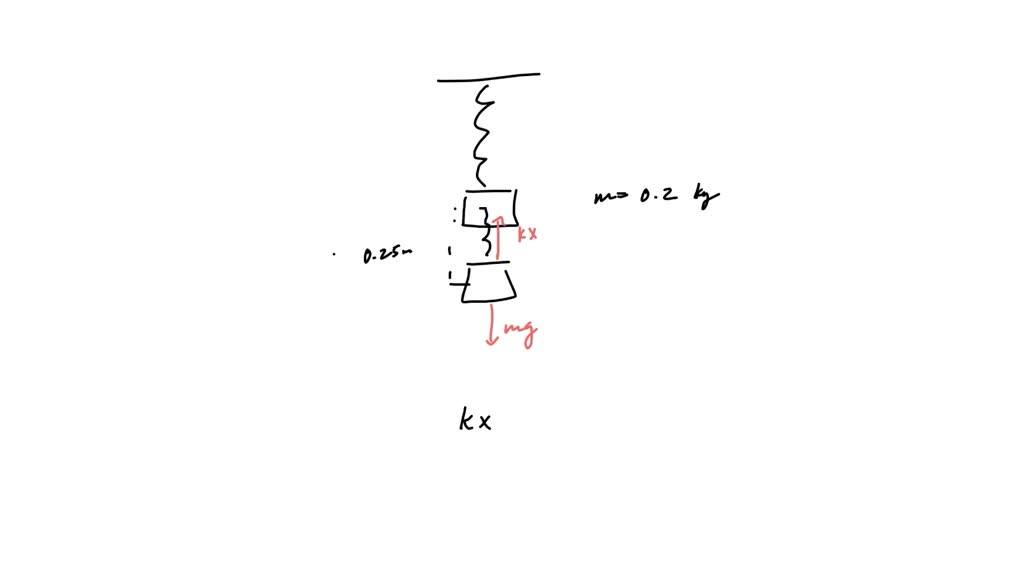 SOLVED: A massless spring with a spring constant k = 50 N/m is attached to a stand, and a weight ...