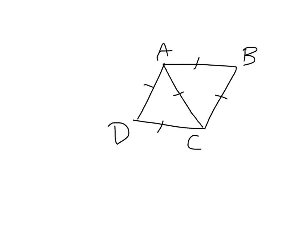 A rhombus ABCD has AB = 10 and m∠A = 60°. Find the lengths of the ...