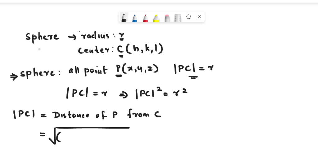 EXAMPLE 5: Find an equation of a sphere with radius and center C(h, k ...
