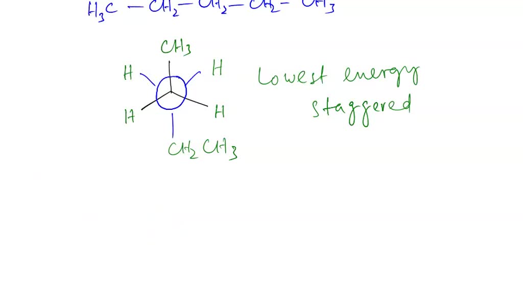 SOLVED: 3) Draw the Newman projection for pentane, looking from C3 as ...