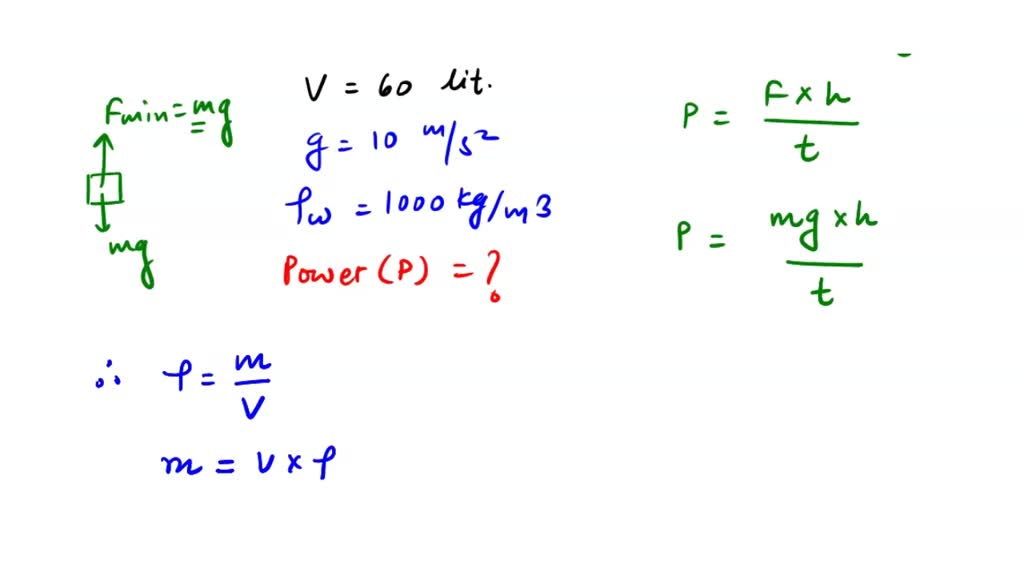 SOLVED: A water pump raises 60 liters of water through a height of 20 m ...