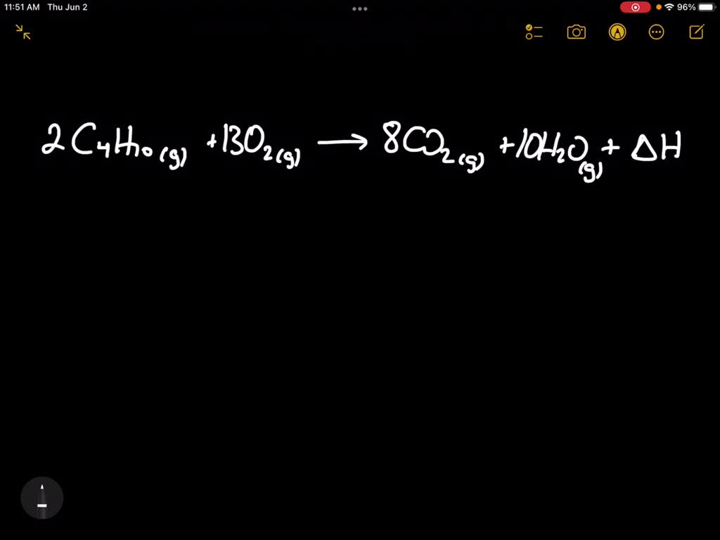SOLVED: Write a thermochemical equation for the combustion of butane in ...