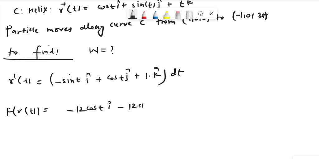 SOLVED: Find the work done by the force field F(,y,z) = 5ci + 5yj + 5k on a particle that moves ...