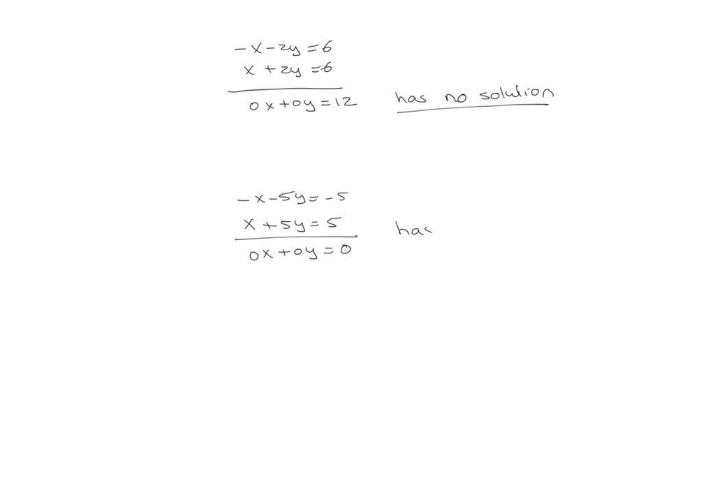 SOLVED: Two systems of equations are given below. For each system ...