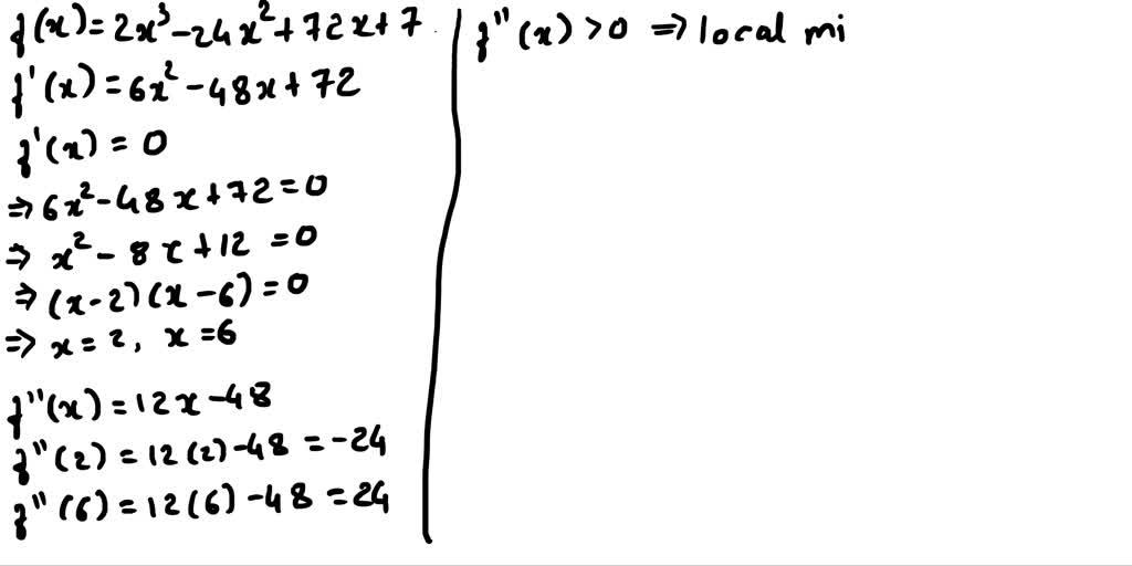 Solved The Function F23 21236x8 Has One Local Minimum And One Local Maximum This Function