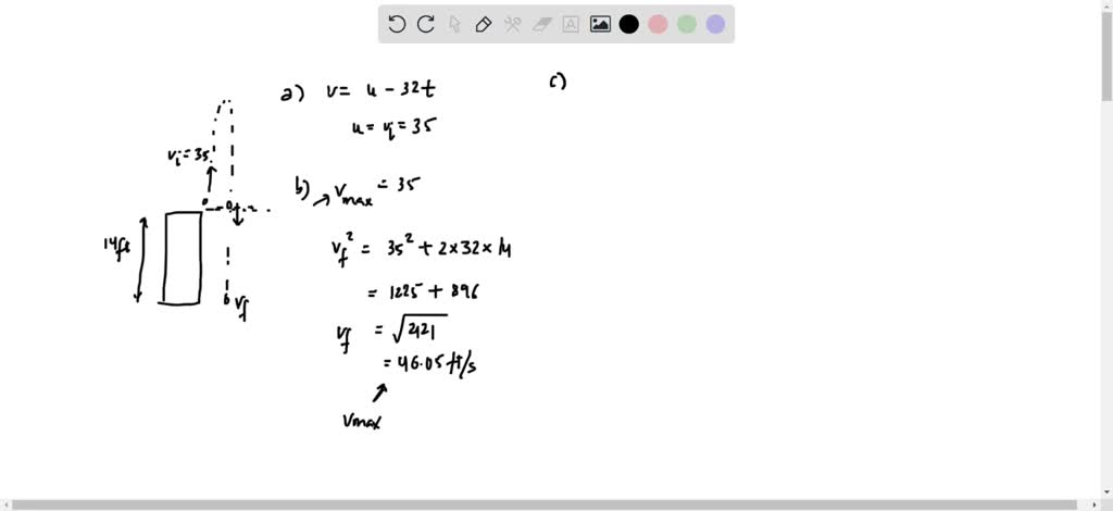 SOLVED: point) An object is thrown straight up with velocity; in ft/s, given by v(t) = -32t + 35 ...