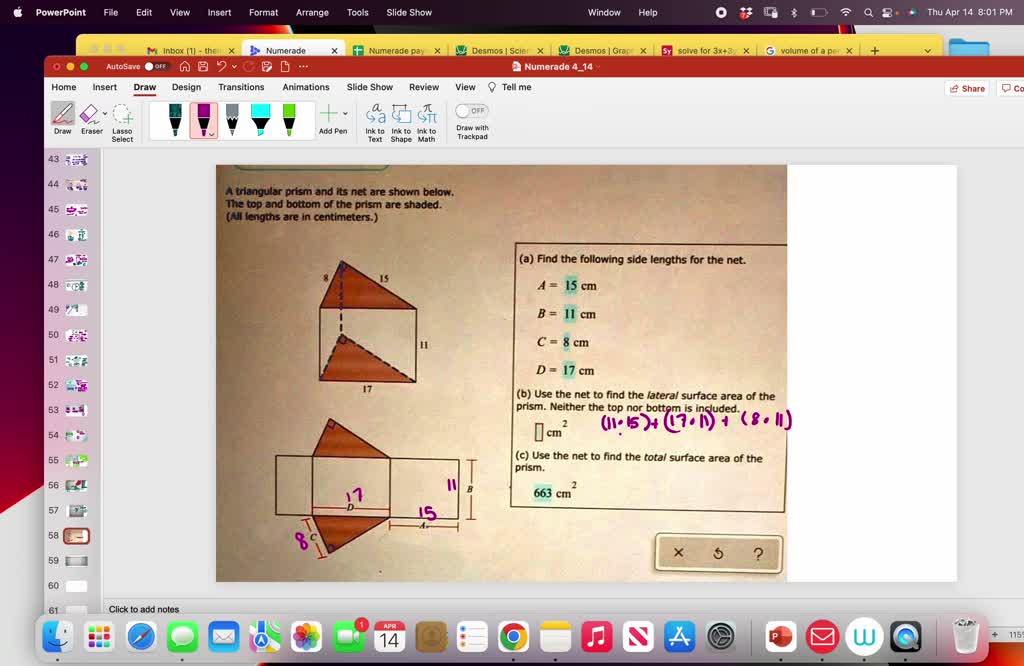 SOLVED: Triangular prism and its net are shown below: The top and ...