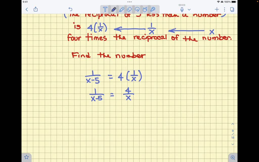 SOLVED: The reciprocal of five less than a number is four times the reciprocal of the number ...