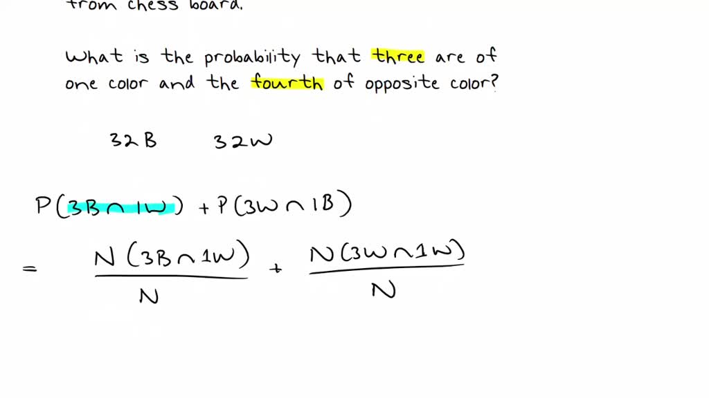 SOLVED: Four unit squares are chosen at random on a chessboard. What is ...