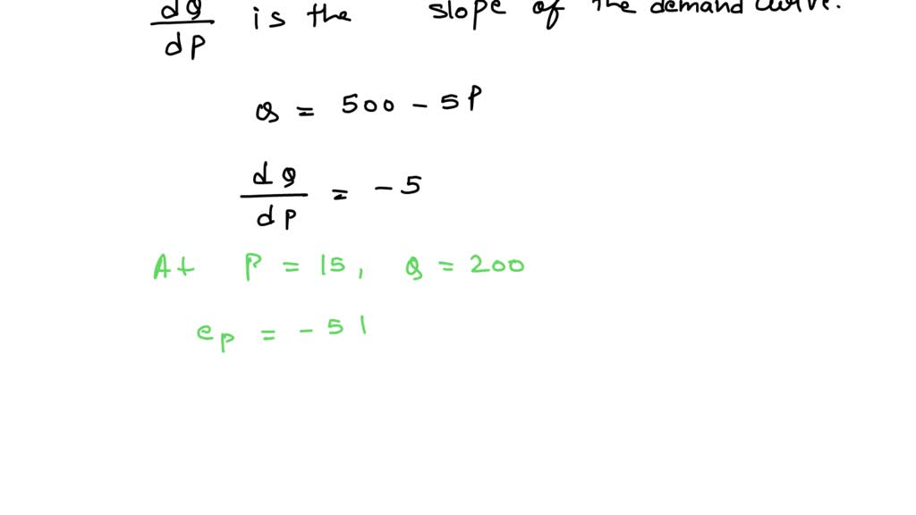 SOLVED: a product has the following price demand equation: f(p) = 500 - 20p given the elasticity ...