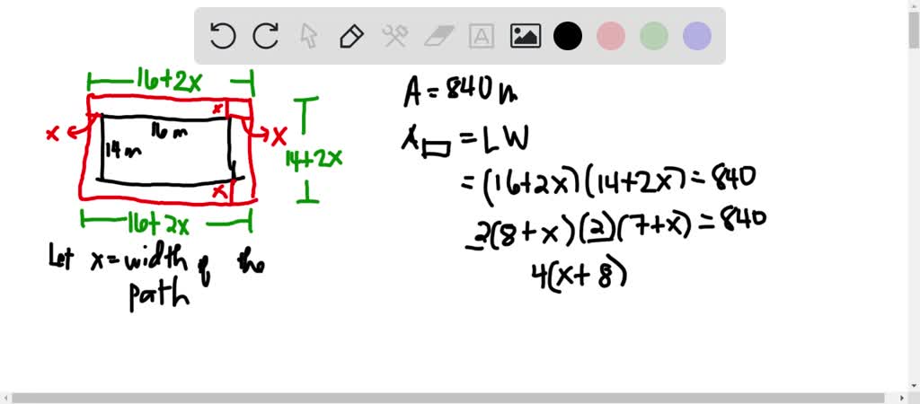 SOLVED: A pool measuring 14 meters by 16 meters is surrounded by a path ...
