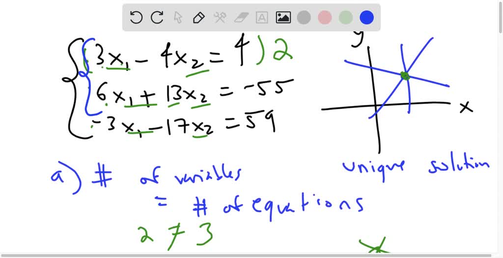 SOLVED: Do the three lines 3X1 4x2 =4 6x1 13*2 ` 55, and 3x1 17x2 ` 59 ...