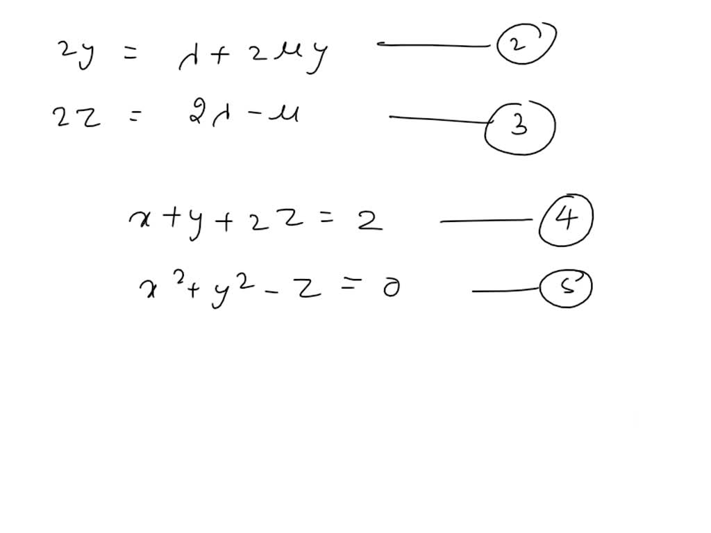 SOLVED: The plane x + y + 2z = 12 intersects the paraboloid 2 = 12 + y2 ...