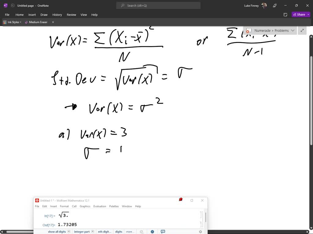 SOLVED: If the variance of a discrete random variable is 3, what is the standard deviation? If ...