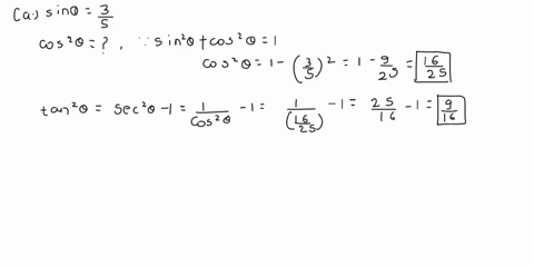 Find the five remaining trigonometic functions of 0. 9 sec...