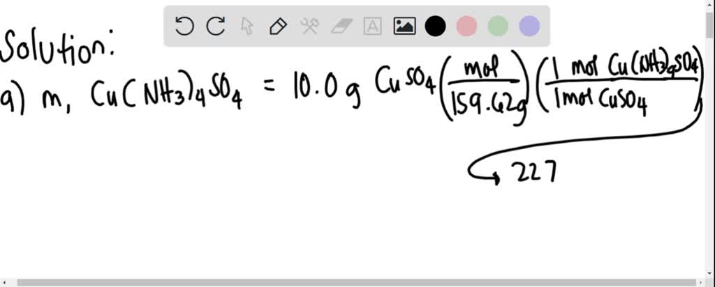 SOLVED: The deep blue compound Cu(NH3)4SO4 is made by the reaction of ...