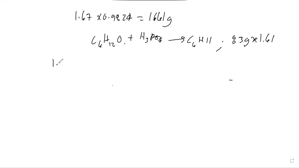 SOLVED: If 0.138g of cyclohexene (C6H10) was obtained from 0.240g of cyclohexanol (C6H120), what ...