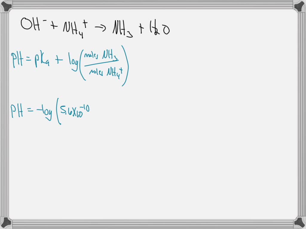 SOLVED: A buffer solution consisting of the conjugate acid/base pair: NH4+/NH3 has the pH = 9.00 ...