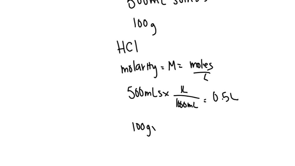SOLVED: Calculate the molarity of 500 mL solutions prepared with 100 g of each of the above ...