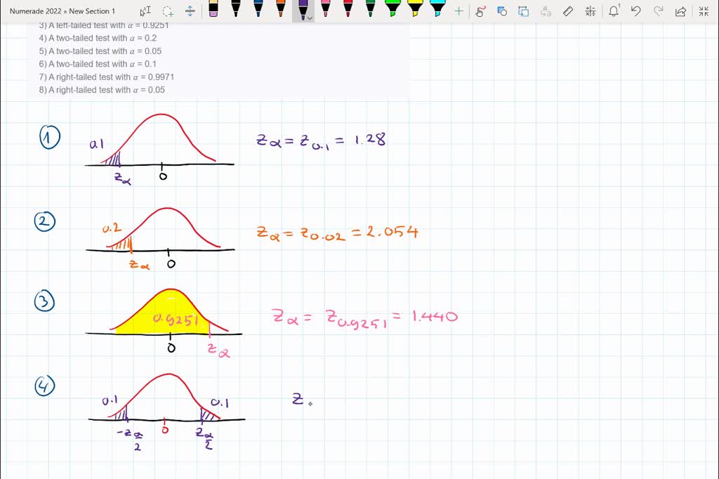 SOLVED: Find the critical value(s) for each situation and draw the ...
