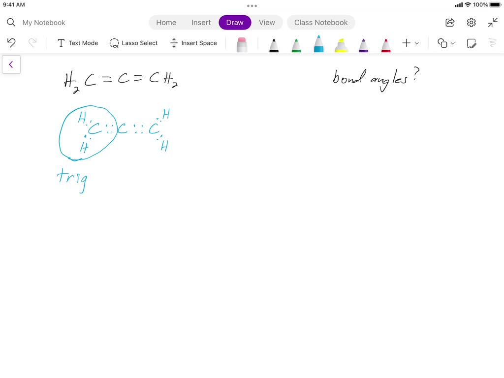 SOLVED: Predict the approximate bond angles in the molecule. H2C=C=CH2 ...