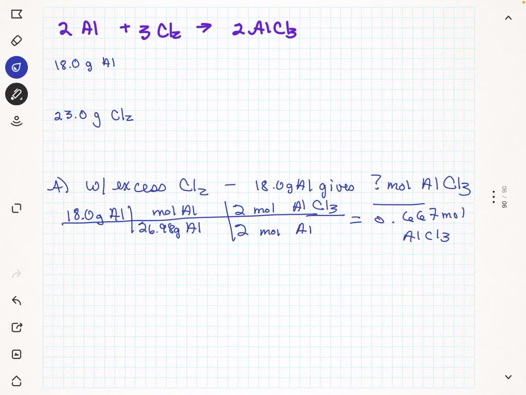 SOLVED: Aluminum reacts with chlorine gas to form aluminum chloride via ...