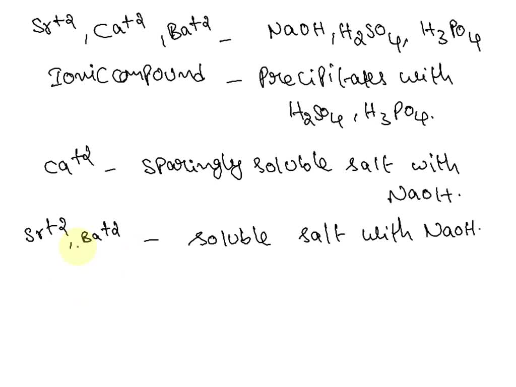SOLVED: Separate samples of a solution of an unknown ionic compound were treated with dilute ...