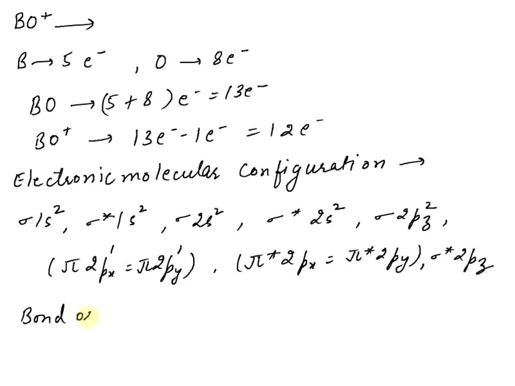 SOLVED: What is the bond order of BO+ and magnetic moment. Also what is ...