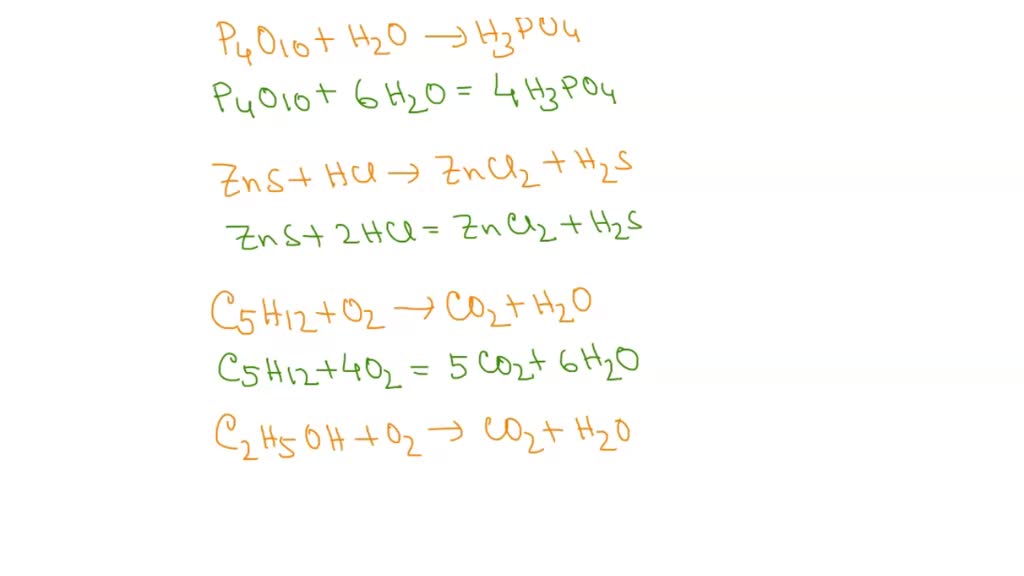 SOLVED: Balancing Chemical Equations While balancing equations, take into consideration the ...