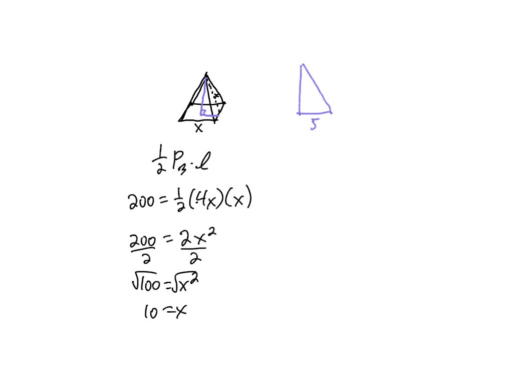 SOLVED: For a regular square pyramid, the slant height of each lateral ...