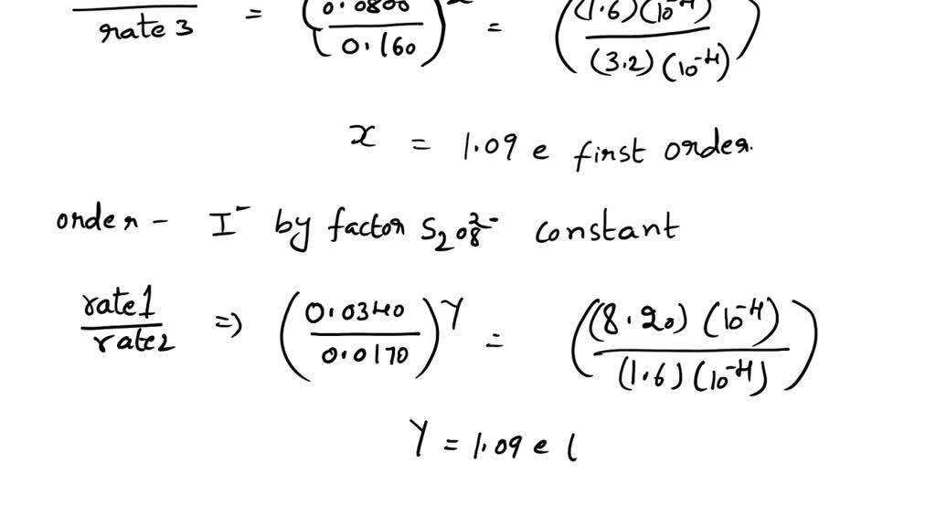 SOLVED: 7) The reaction of peroxydisulfate ion (S2O82−) with iodide ion ...