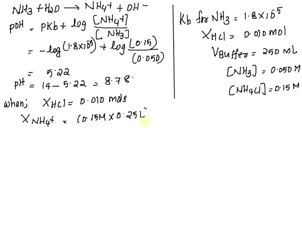 SOLVED Calculate The PH Of 0 5 L Of A 0 2 M NH4Cl 0 2 M NH3 Buffer