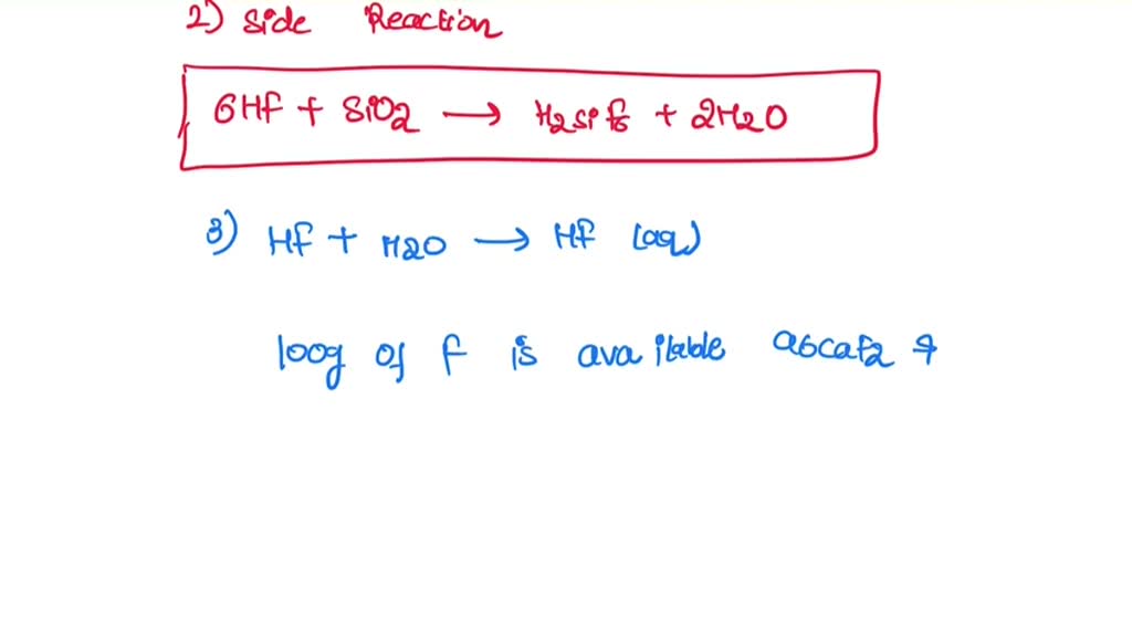 Solid calcium fluoride (CaF2) reacts with sulfuric acid (H2SO4) to form ...