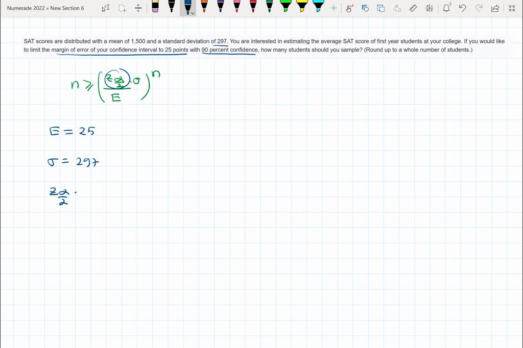 SOLVED: SAT scores are distributed with a mean of 1,500 and a standard ...