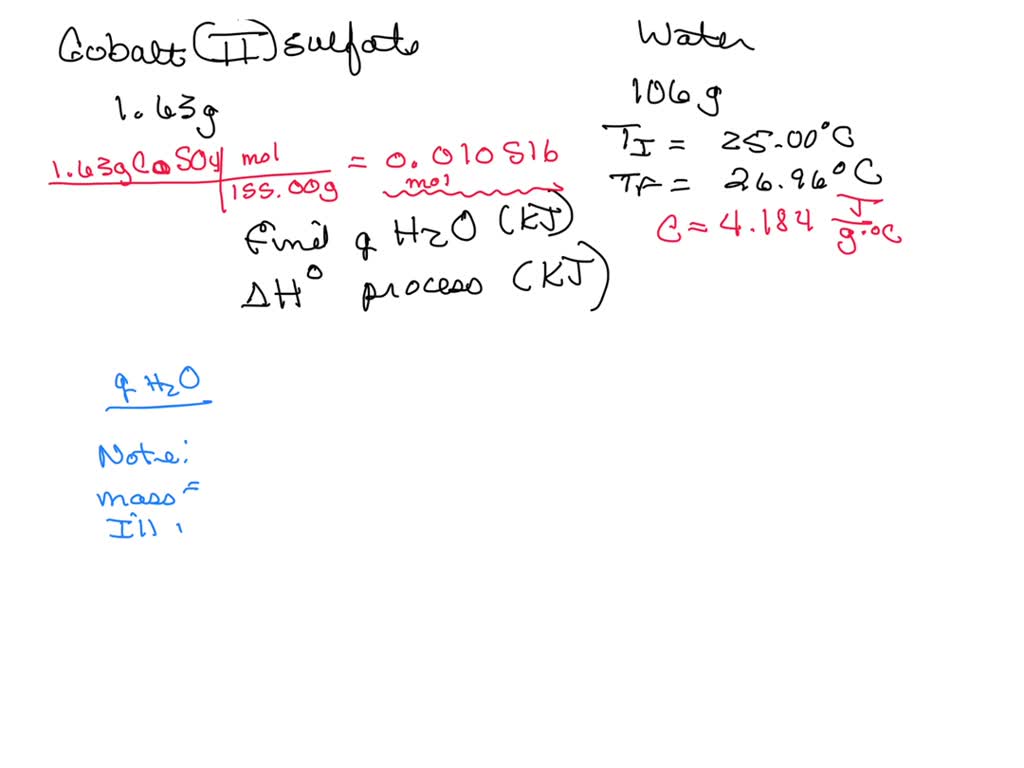SOLVED: When 1 . 6 3g of cobalt(II) sulfate (CoSO4) is dissolved in 1 0 ...